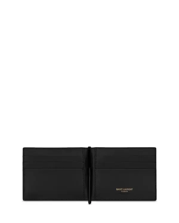 Saint Laurent Tiny Cassandre Bill Clip Wallet - Black