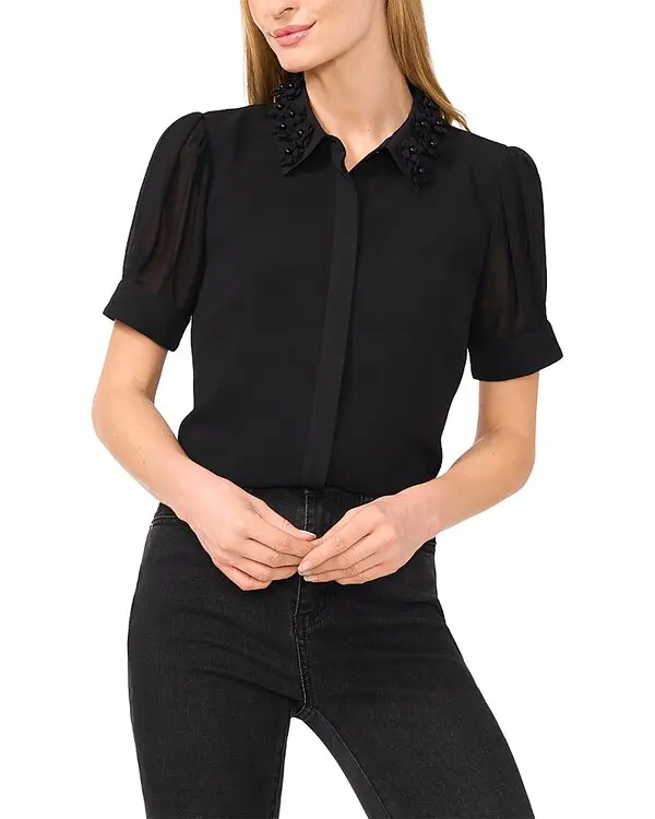 CECE DUPRAZ Puff Sleeve Blouse - Rich Black