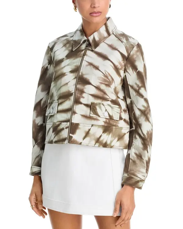 Cinq À Sept Tie Dye Denim Jacket - Dark Olive