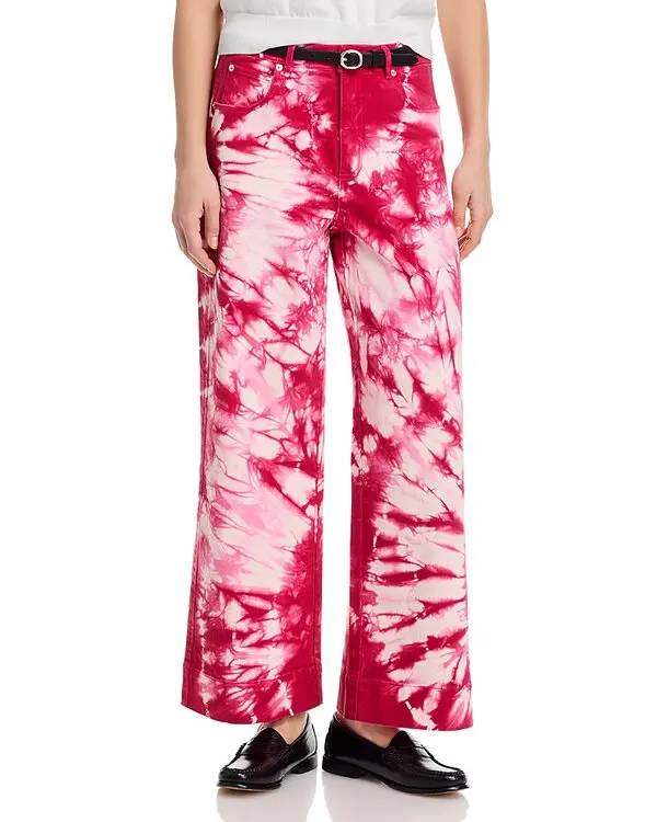 Cinq À Sept Tie Dye Betsy High Rise Wide Leg Jeans - Goji Berry