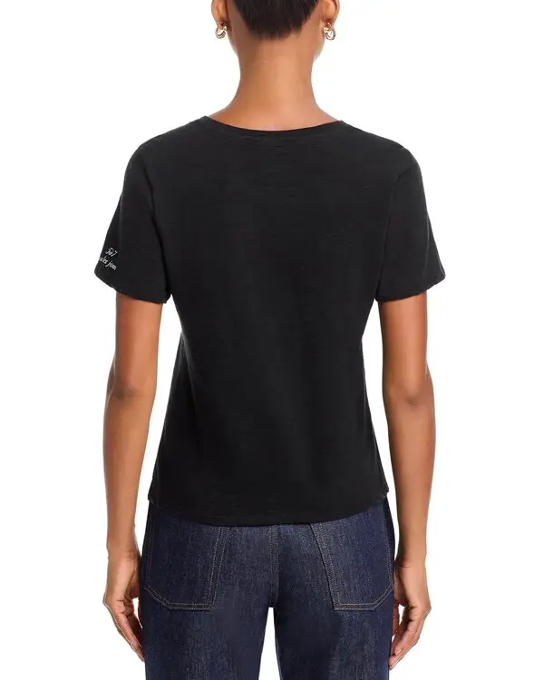 Cinq À Sept Rhinestone Bonjour Shrunken Tee - Black/clear