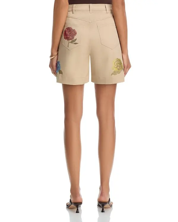 Cinq À Sept Betsy Rose Embellished Shorts - Khaki Multi