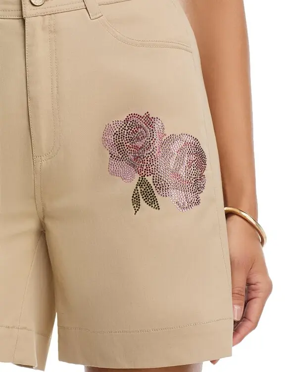 Cinq À Sept Betsy Rose Embellished Shorts - Khaki Multi