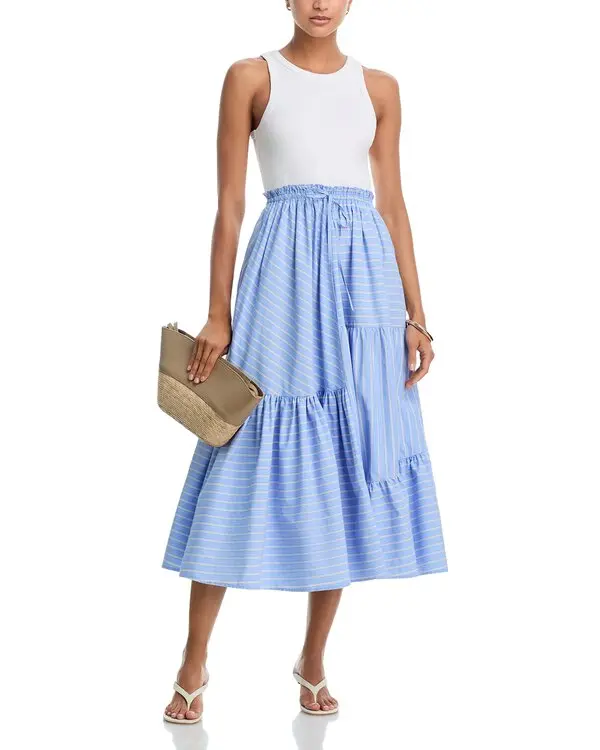 Cinq À Sept Robyn Tiered Midi Dress - White/blue Multi