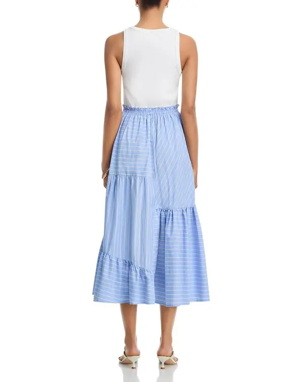 Cinq À Sept Robyn Tiered Midi Dress - White/blue Multi