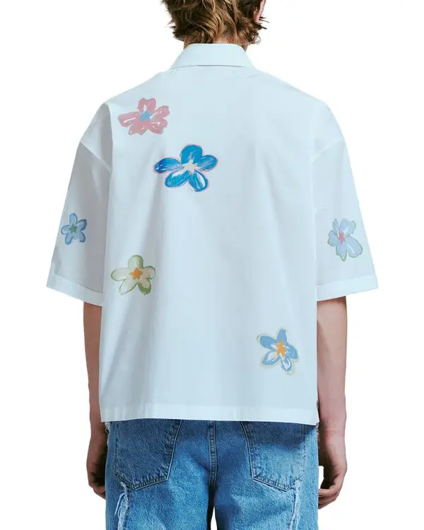 NAHMIAS Super Bloom Cropped Short Sleeve Shirt - White Jersey