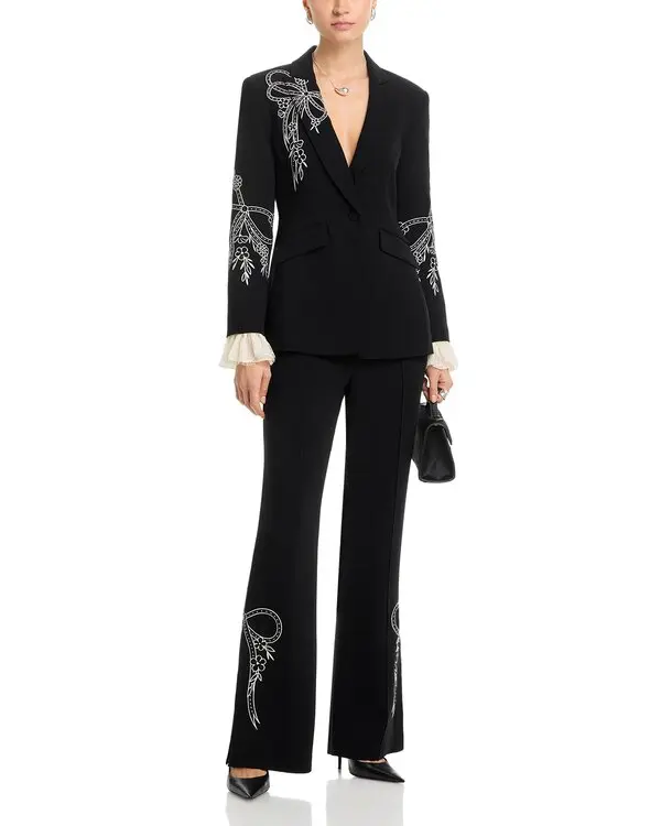Cinq À Sept Cascading Ribbon Trousers - Black/ivory
