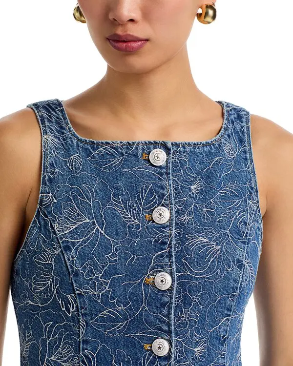 Cinq À Sept Garden Doodle Denim Vest