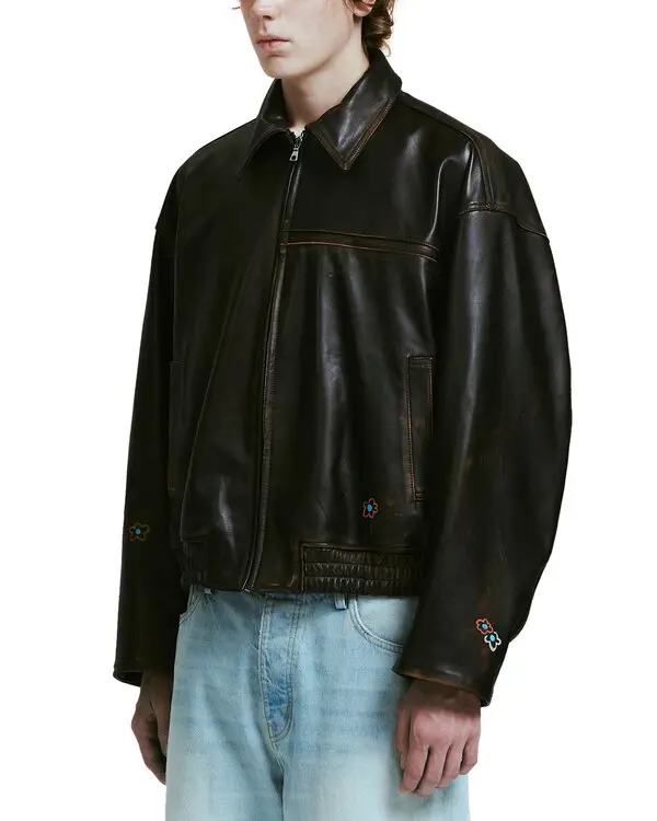 NAHMIAS Oversized Leather Bomber
