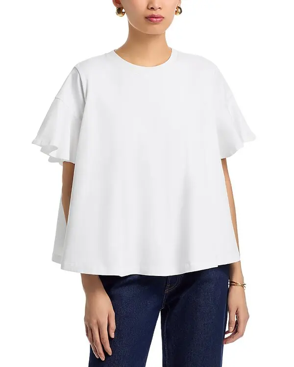 Cinq À Sept Jane Flutter Sleeve Top - White