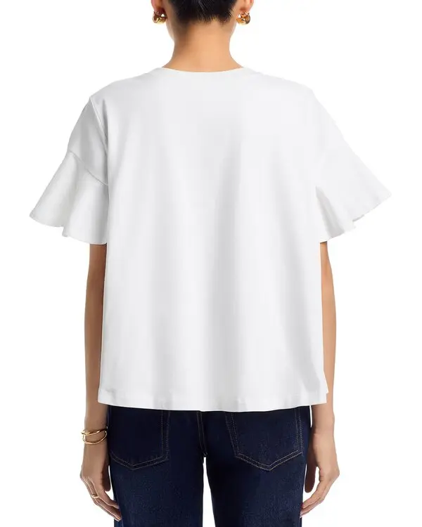 Cinq À Sept Jane Flutter Sleeve Top - White