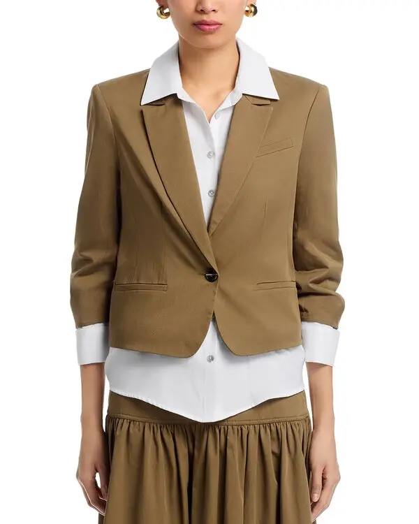 Cinq À Sept Peri Ruched Sleeve Jacket - Dark Olive