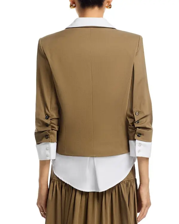 Cinq À Sept Peri Ruched Sleeve Jacket - Dark Olive
