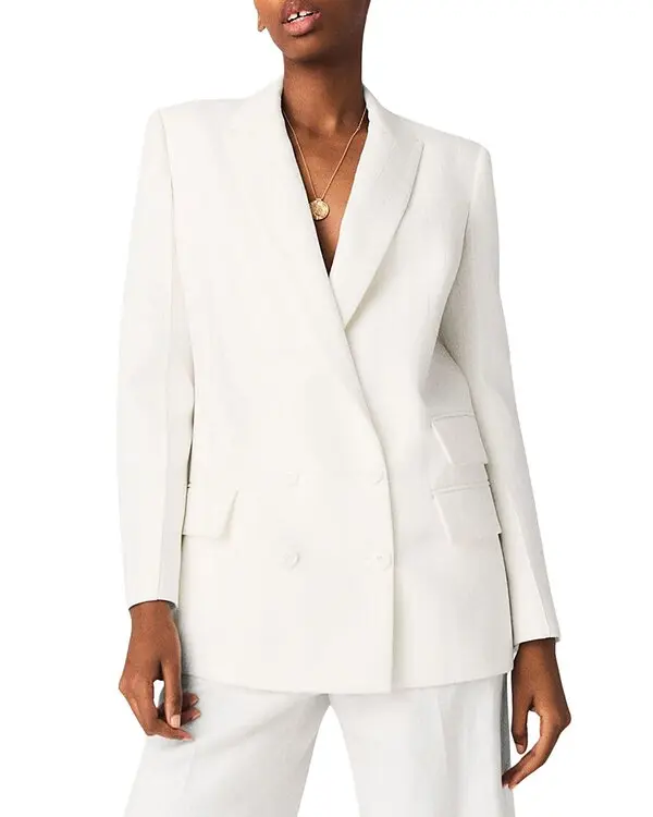 Maje Double-breasted Suit Jacket - White