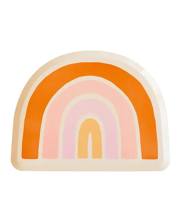JOLLITY & CO Boho Rainbow Large Paper Plates, Set Of 8 - Multicolor