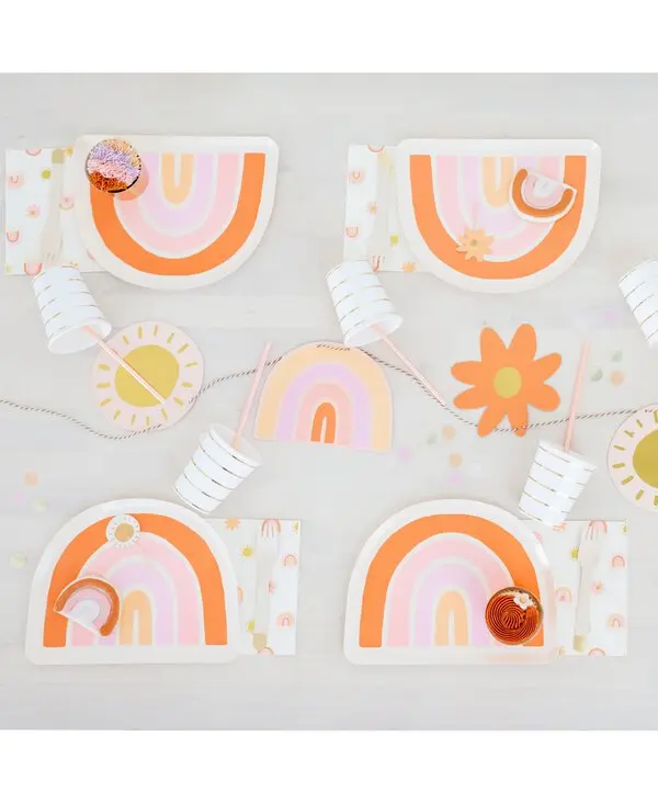 JOLLITY & CO Boho Rainbow Large Paper Plates, Set Of 8