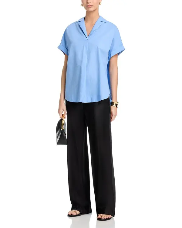 French Connection Poplin Collar Pullover Top - Blue Hydrangea