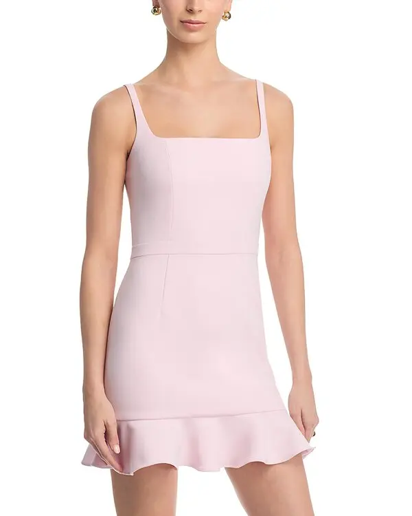 French Connection Whisper Frilled Hem Minidress - Pink Icing