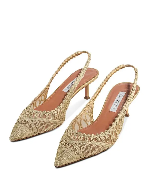 AQUAZZURA Kahlo Slingback 50 Pumps - Soft Gold