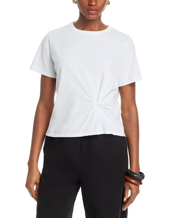 Velvet By Graham & Spencer Short Sleeve Knot Front Tee - White
