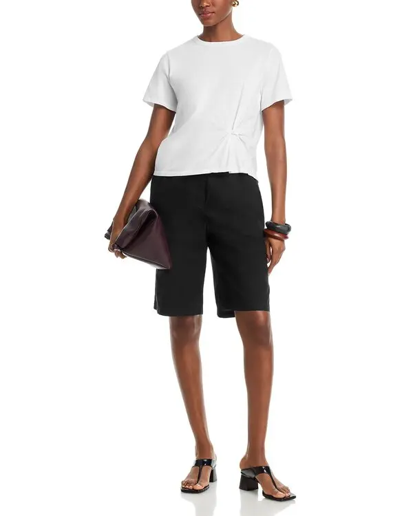 Velvet By Graham & Spencer Short Sleeve Knot Front Tee - White