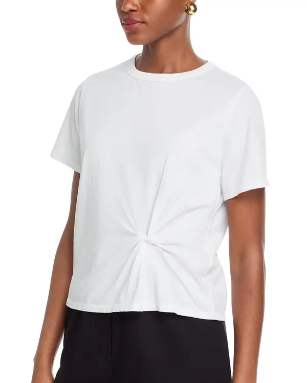 Velvet By Graham & Spencer Short Sleeve Knot Front Tee - White