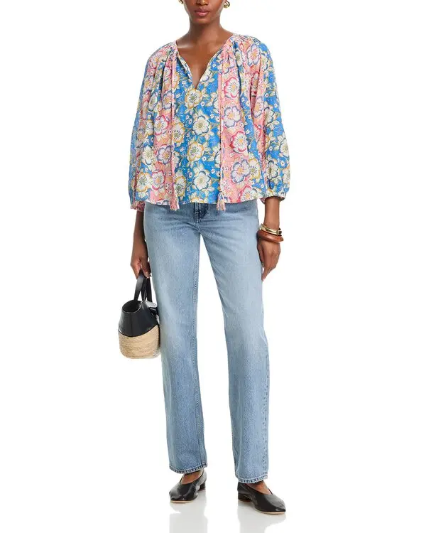Velvet By Graham & Spencer Reese Blouson Sleeve Boho Top - Multi