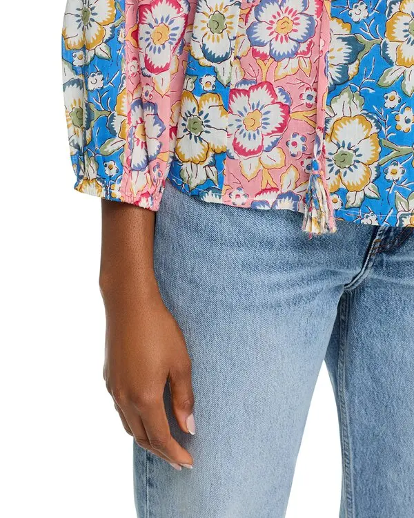 Velvet By Graham & Spencer Reese Blouson Sleeve Boho Top - Multi