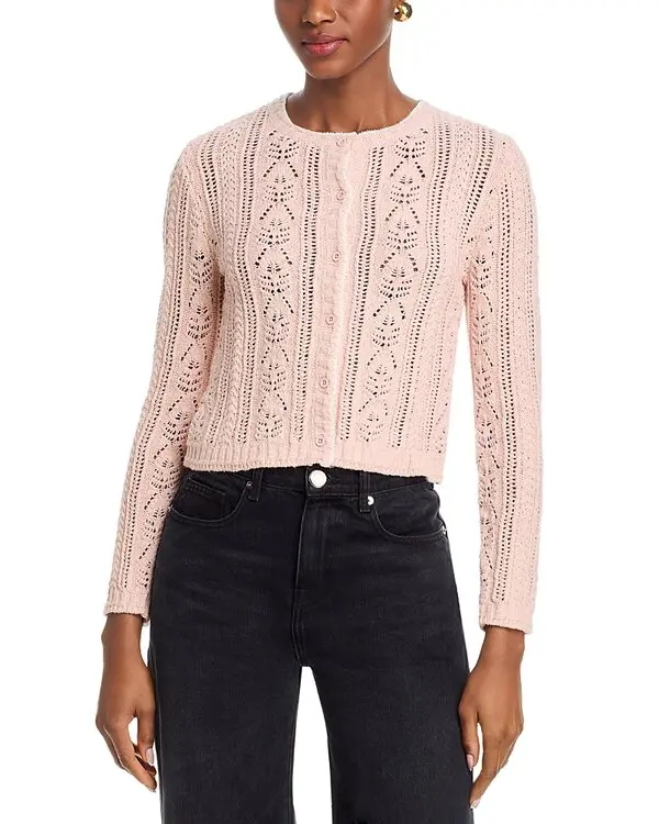 Velvet By Graham & Spencer Daisy Long Sleeve Crewneck Cardigan - Blush Pnk