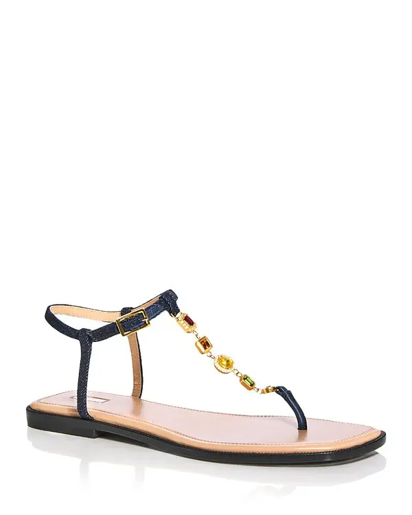 NODALETO Embellished Strappy Sandals - Medium Blue