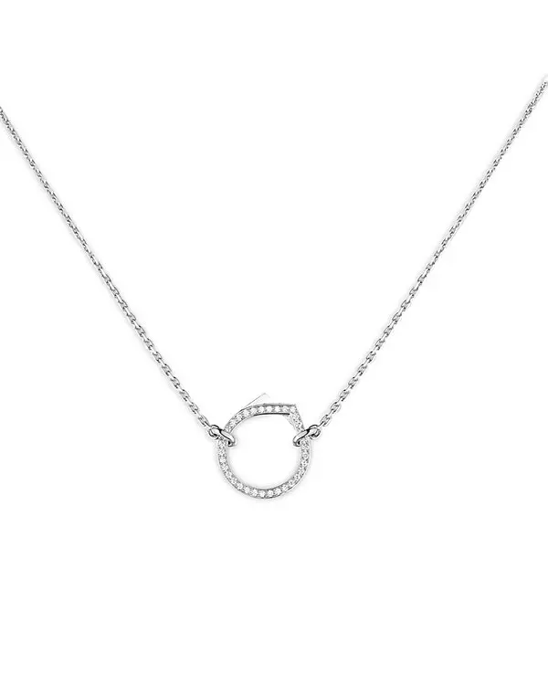 REPOSSI 18k Antifer Diamond & Polished V Ring Pendant Necklace - White Gold