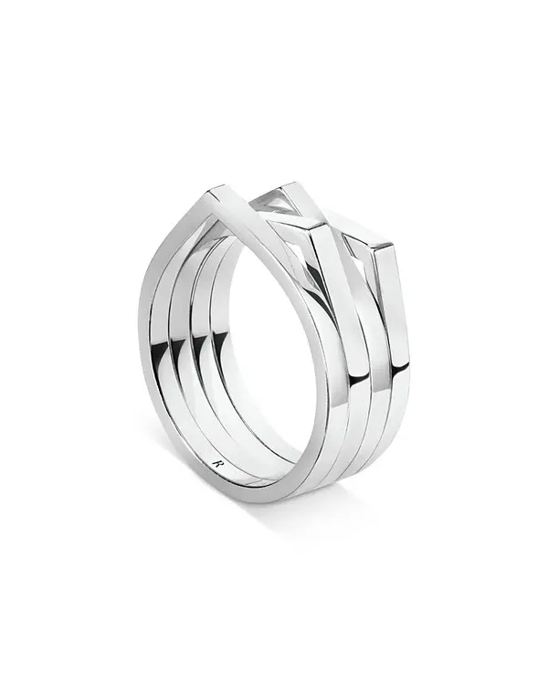 REPOSSI 18k Antifer V Shape Four Row Band - White Gold