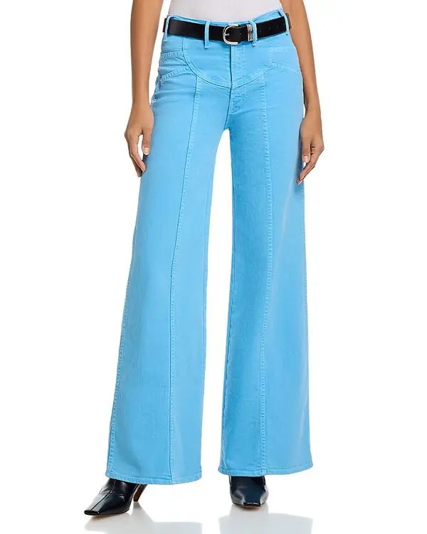MOTHER The Sunny Hustler Roller High Rise Wide Leg Jeans - Heriage Blue