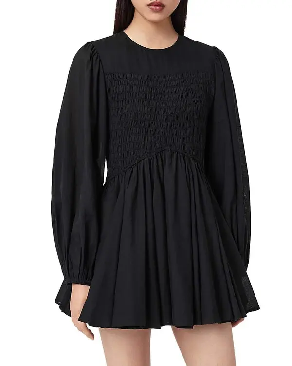 ALLSAINTS Chia Smocked Mini Dress - Black