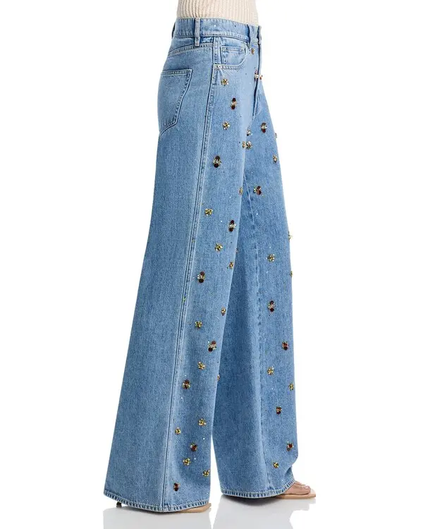 Veronica Beard Kasey Mid-rise Wide Leg Jeans - Silver Dus