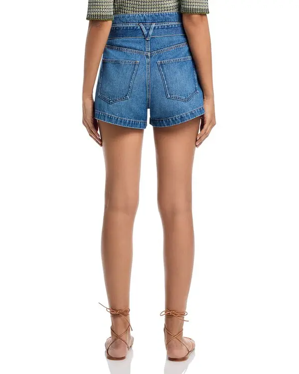Veronica Beard Jaylen Belted Paper Bag Waist Denim Shorts - Serendipit