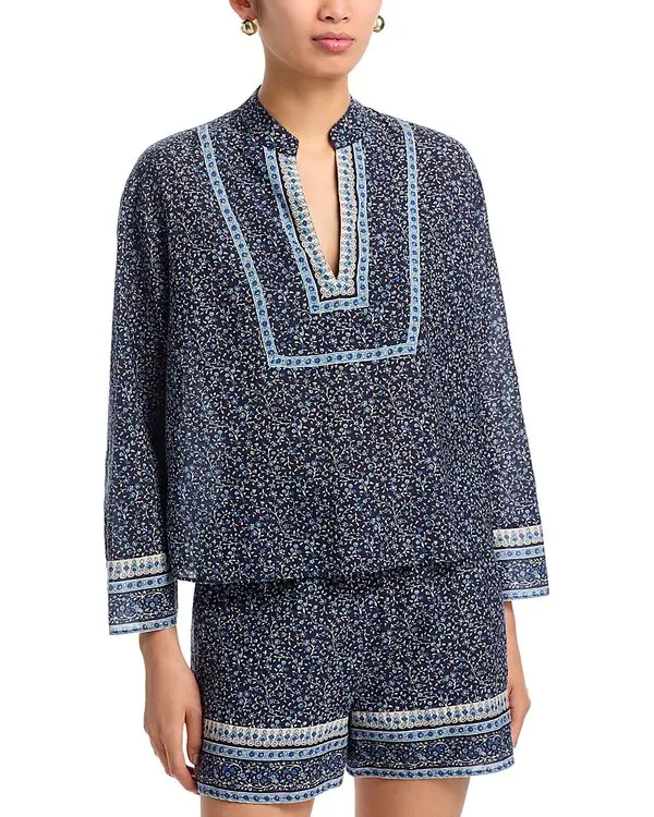 Veronica Beard Cyra Blouse - Navy Multi