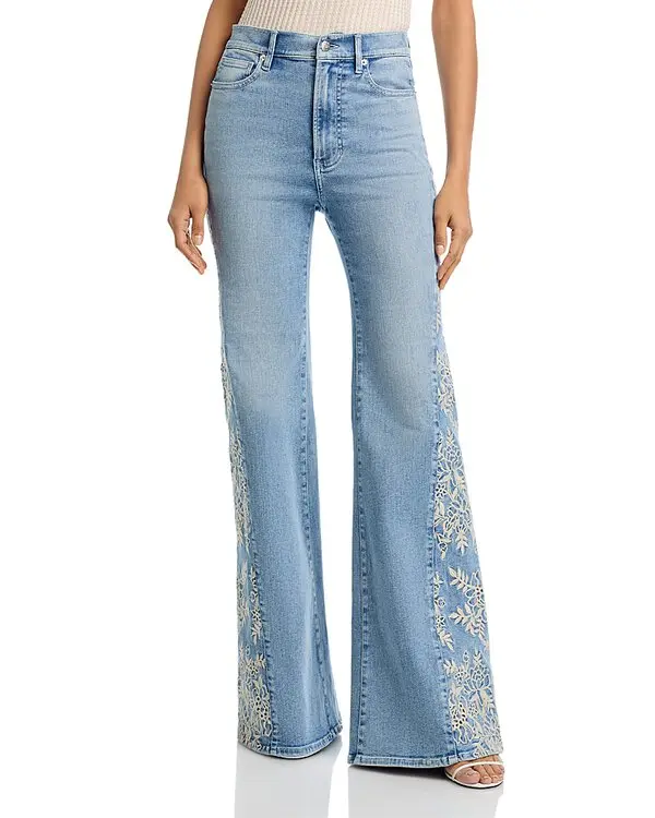 Veronica Beard Joplin High Rise Wide Flare Leg Jeans In Moon - Silverwood