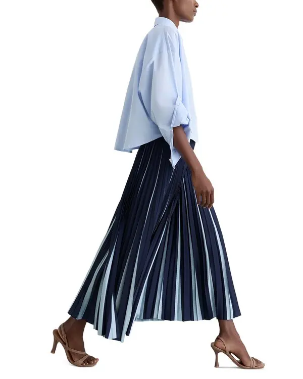 REISS Pleated Midi Skirt
