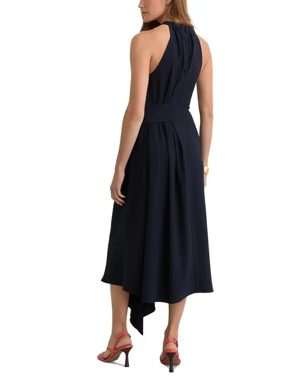 REISS Halterneck Draped Midi Dress - Navy