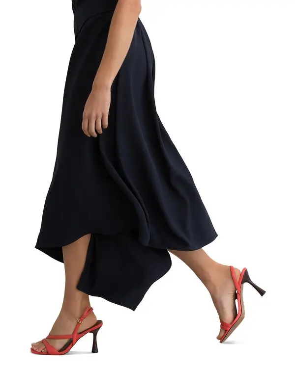 REISS Halterneck Draped Midi Dress - Navy
