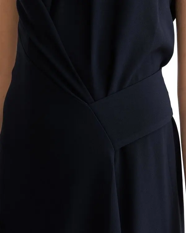 REISS Halterneck Draped Midi Dress - Navy