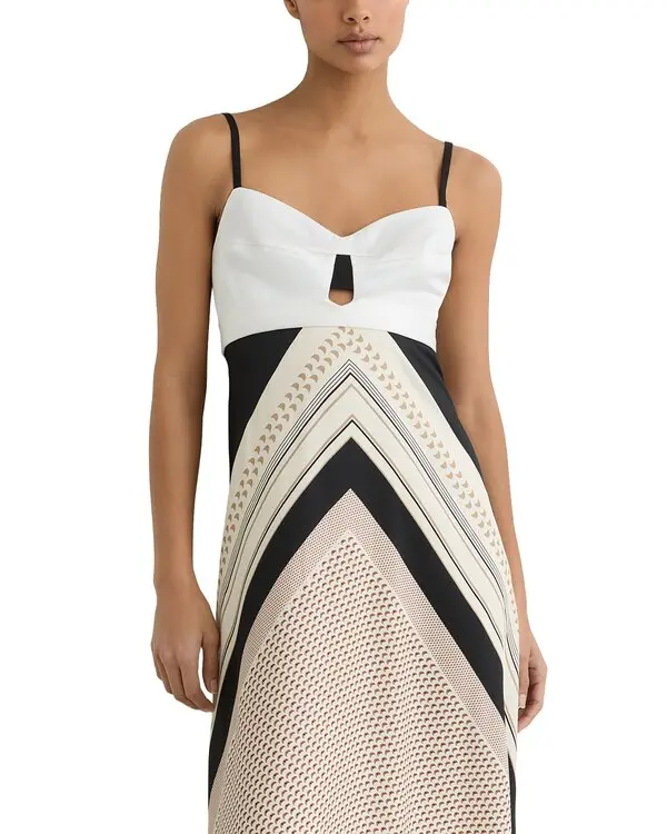 REISS Myra Scarf Print Maxi Dress - Ivory/black