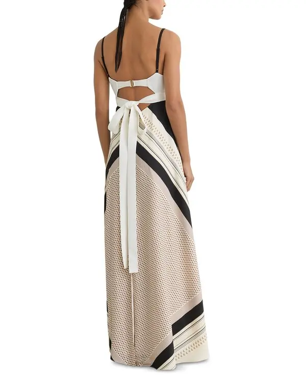 REISS Myra Scarf Print Maxi Dress - Ivory/black