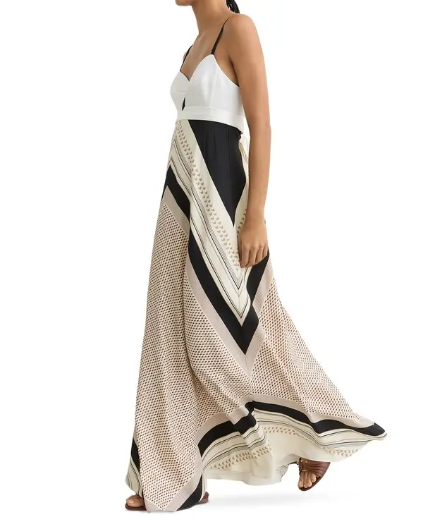 REISS Myra Scarf Print Maxi Dress - Ivory/black