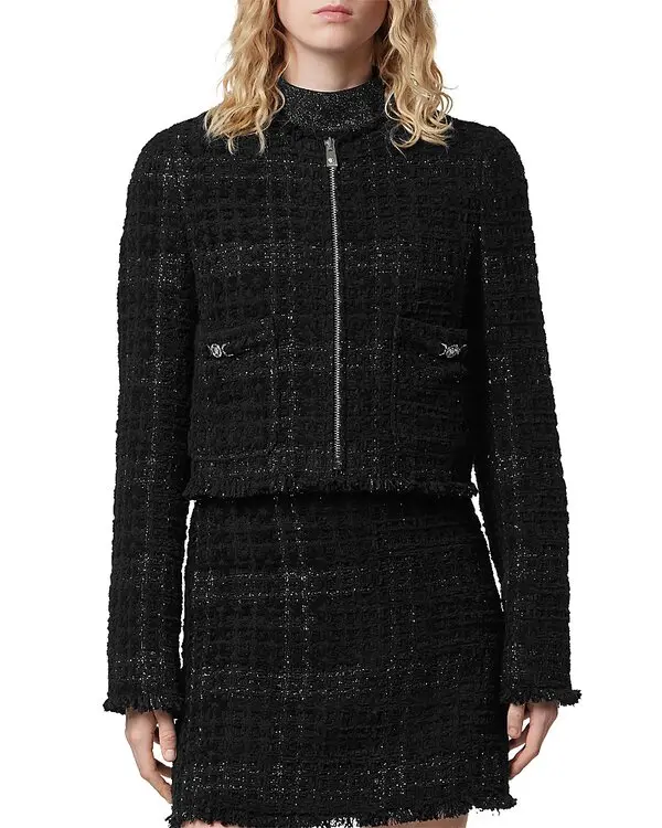 Versace Tonal Cotton Mix Tweed Jacket - Black