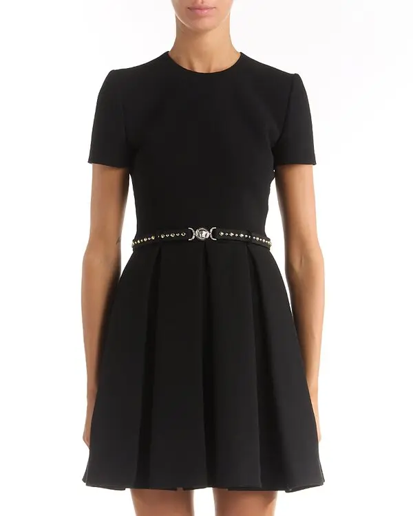 Versace Belted Wool Dress - Black