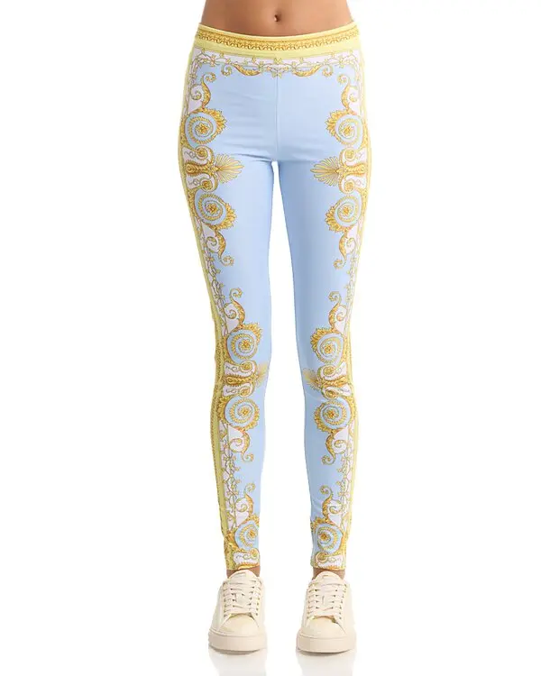Versace Spring Barocco Leggings - Pale Yellow/pastel Blue