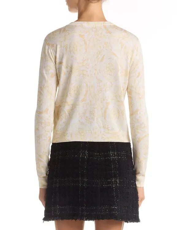 Versace Barocco Printed Silk Cardigan Sweater