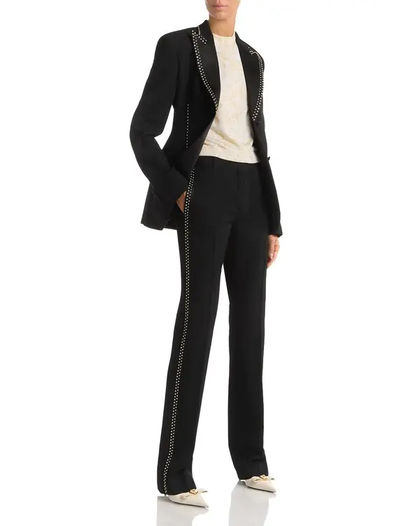 Versace Studded Peak Lapel Wool Blazer